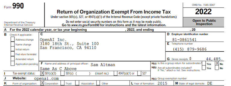 IRS：2022年OpenAI非盈利收入仅有4.5万美元 | 互联网数据资讯网-199IT | 中文互联网数据研究资讯中心-199IT